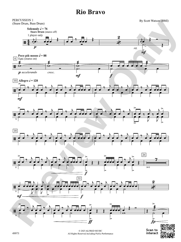 Rio Bravo: 1st Percussion: 1st Percussion Part - Digital Sheet Music ...