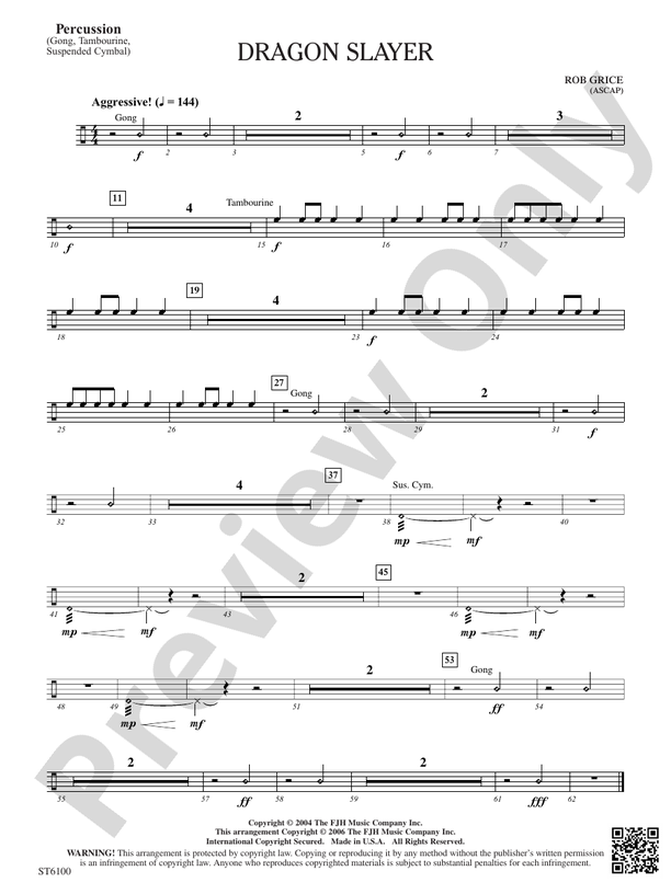 Dragon Slayer: Percussion: Percussion Part: Rob Grice - Digital Sheet ...