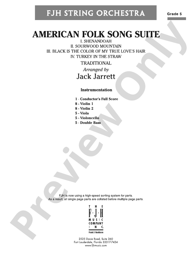 American Folk Song Suite: String Orchestra Conductor Score & Parts ...