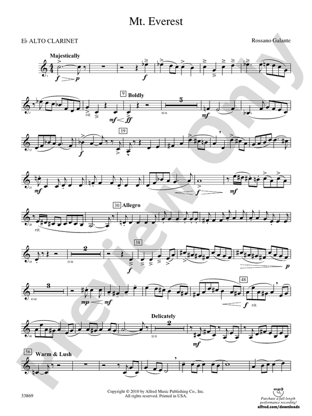 Mt. Everest: (wp) E-flat Alto Clarinet: (wp) E-flat Alto Clarinet World Part - Digital Sheet ...