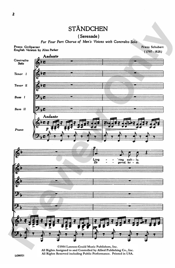 Ständchen (Serenade): TTBB Choral Octavo: Franz Schubert - Digital ...