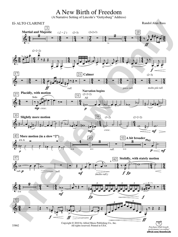 A New Birth of Freedom: (wp) E-flat Alto Clarinet: (wp) E-flat Alto ...