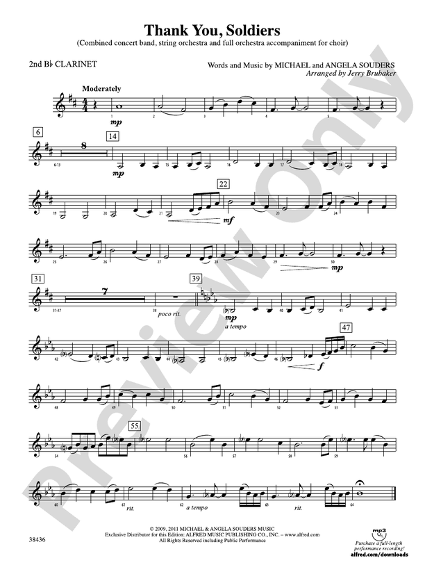 Thank You, Soldiers: 2nd B-flat Clarinet: 2nd B-flat Clarinet Part ...