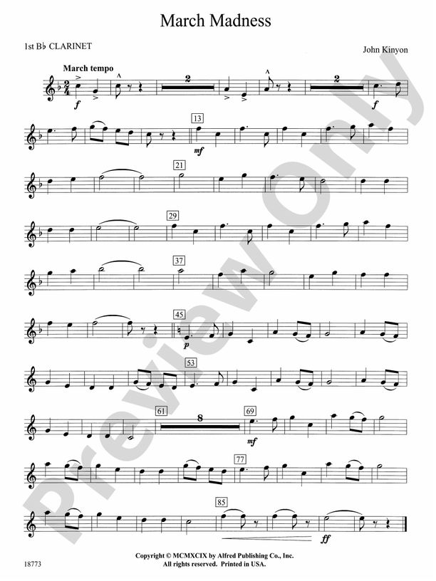 March Madness: 1st B-flat Clarinet: 1st B-flat Clarinet Part - Digital Sheet Music Download