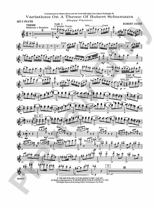 Variations on a Theme of Robert Schumann: Flute: Flute Part - Digital ...