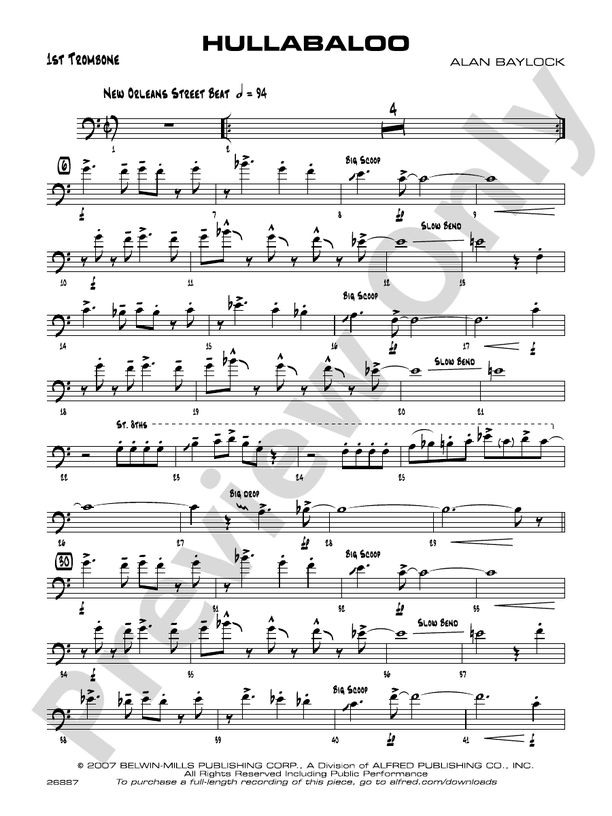 Hullabaloo: 1st Trombone: 1st Trombone Part - Digital Sheet Music Download