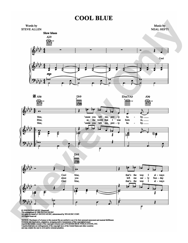 Cool Blue: Piano/Vocal/Chords: Neal Hefti - Digital Sheet Music Download