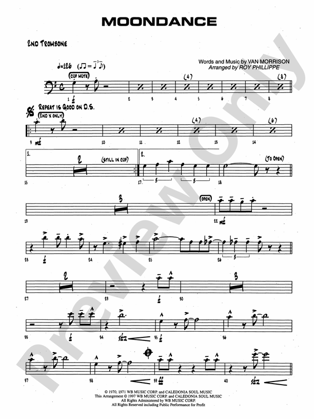 Moondance: 2nd Trombone: 2nd Trombone Part - Digital Sheet Music Download