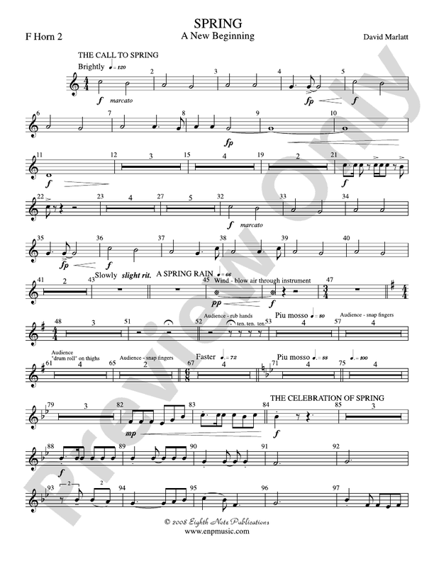 Spring (A New Beginning): 2nd F Horn: 2nd F Horn Part - Digital Sheet ...