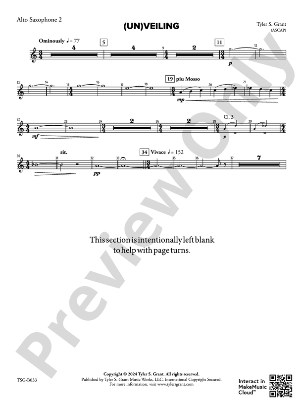 (Un)veiling: 2nd E-flat Alto Saxophone: 2nd E-flat Alto Saxophone Part ...