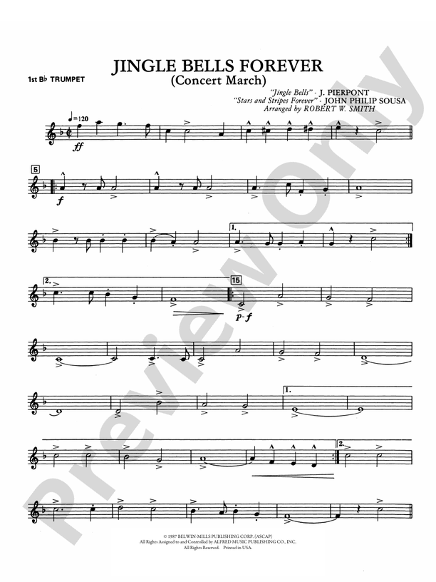 Jingle Bells Forever (Concert March): 1st B-flat Trumpet: 1st B-flat ...