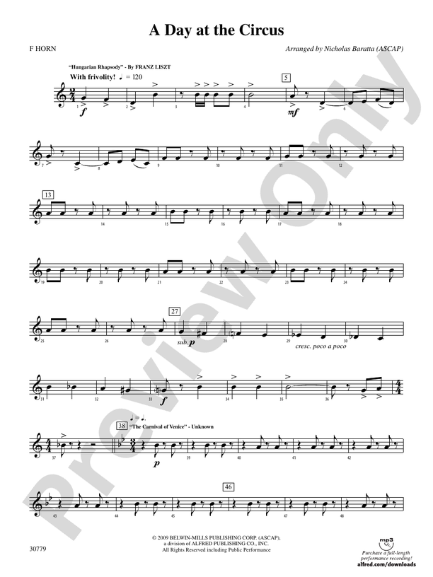 A Day at the Circus: 1st F Horn: 1st F Horn Part - Digital Sheet Music ...