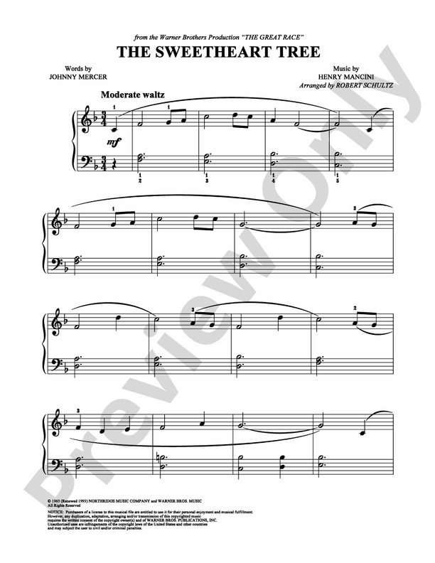 The Sweetheart Tree: Easy Piano: Henry Mancini - Digital Sheet Music ...