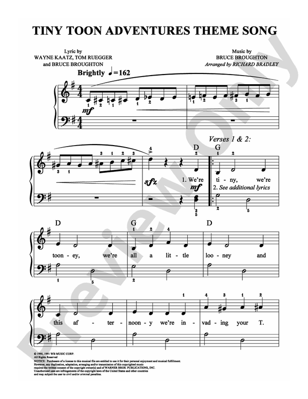 Tiny Toon Adventures Theme Song: Easy Piano: Bruce Broughton - Digital ...