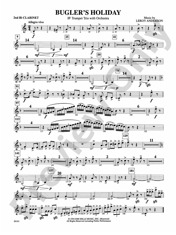 Bugler's Holiday: 2nd B-flat Clarinet: 2nd B-flat Clarinet Part - Digital Sheet Music Download
