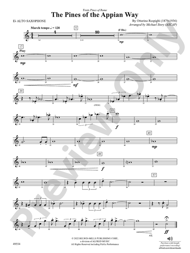 The Pines of the Appian Way: E-flat Alto Saxophone: E-flat Alto Saxophone Part - Digital Sheet ...
