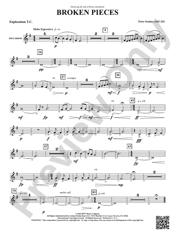 Broken Pieces: Baritone T.C.: Baritone T.C. Part: Peter Sciaino ...