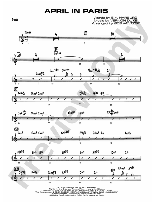 April in Paris: Piano Accompaniment: Piano Accompaniment Part - Digital ...