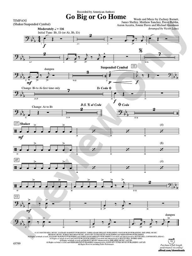 Go Big or Go Home: Timpani: Timpani Part - Digital Sheet Music Download
