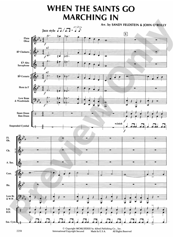 When the Saints Go Marching In: Score: Concert Band Score - Digital ...