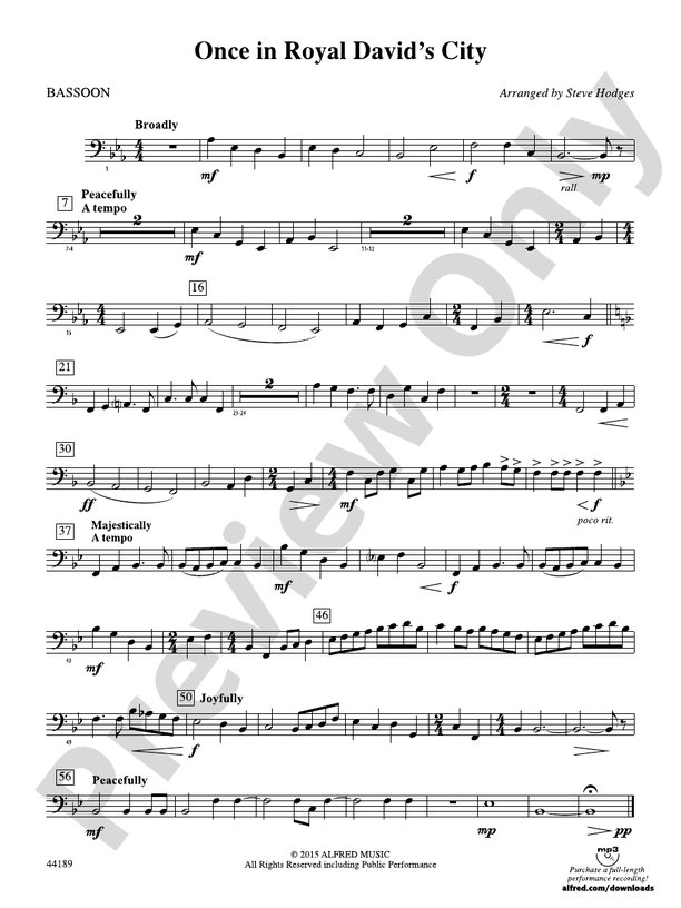 Once in Royal David's City: Bassoon: Bassoon Part - Digital Sheet Music ...