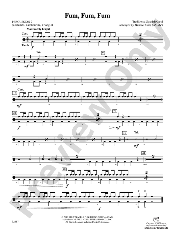 Fum, Fum, Fum: 2nd Percussion: 2nd Percussion Part - Digital Sheet ...
