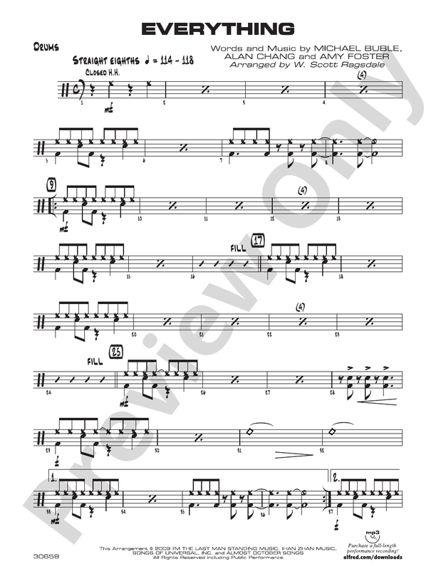 Everything: Drums: Drums Part - Digital Sheet Music Download