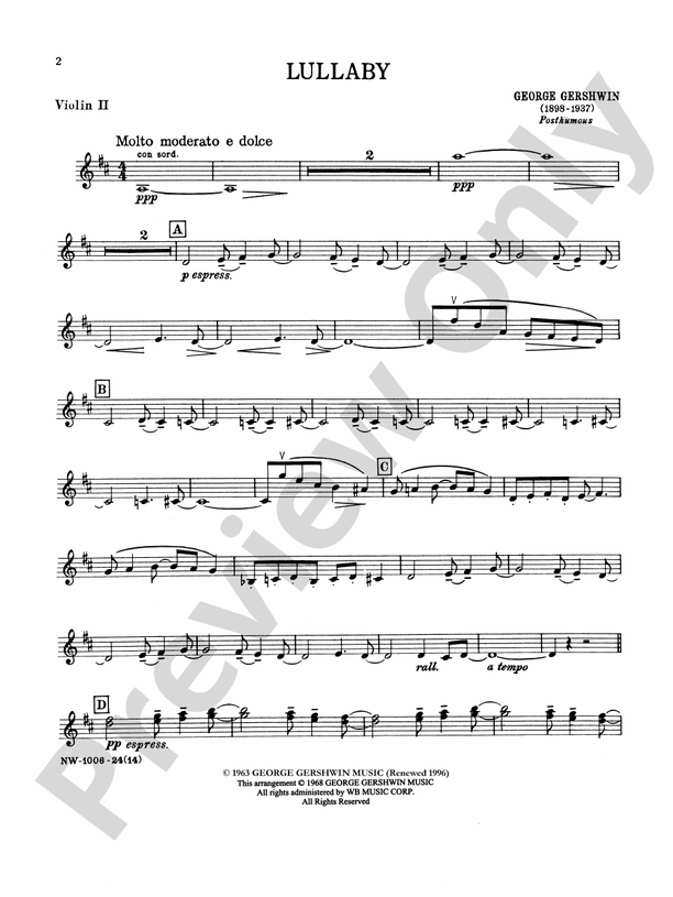 Lullaby: 2nd Violin: 2nd Violin Part - Digital Sheet Music Download