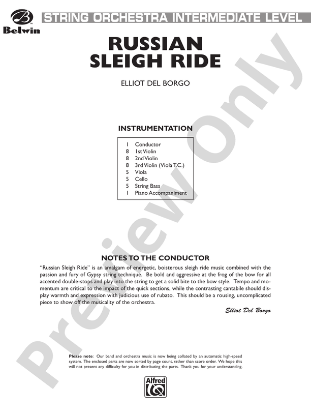 Russian Sleigh Ride: Score: String Orchestra Score - Digital Sheet ...