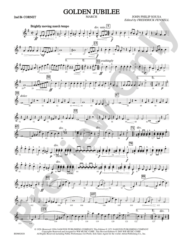 Golden Jubilee: 2nd B-flat Cornet: 2nd B-flat Cornet Part - Digital ...