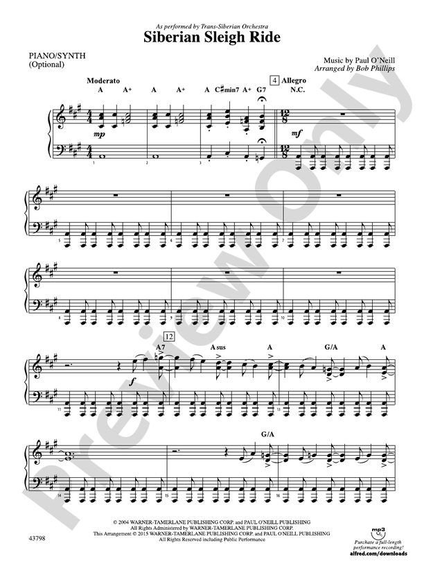 Siberian Sleigh Ride: Piano Accompaniment: Piano Accompaniment Part ...