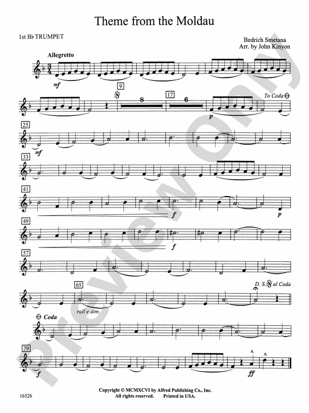 Theme from "The Moldau": 1st B-flat Trumpet: 1st B-flat Trumpet Part - Digital Sheet Music Download