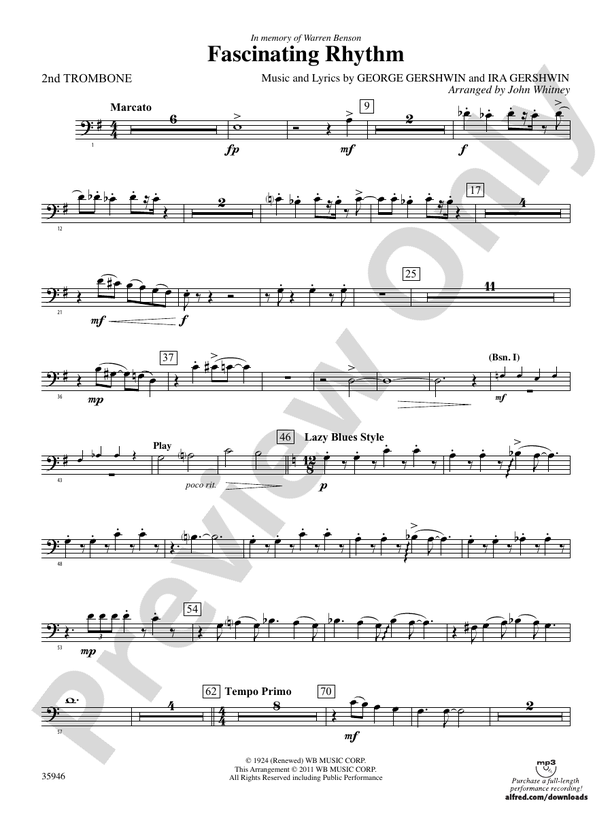 Fascinating Rhythm: 2nd Trombone: 2nd Trombone Part - Digital Sheet Music Download