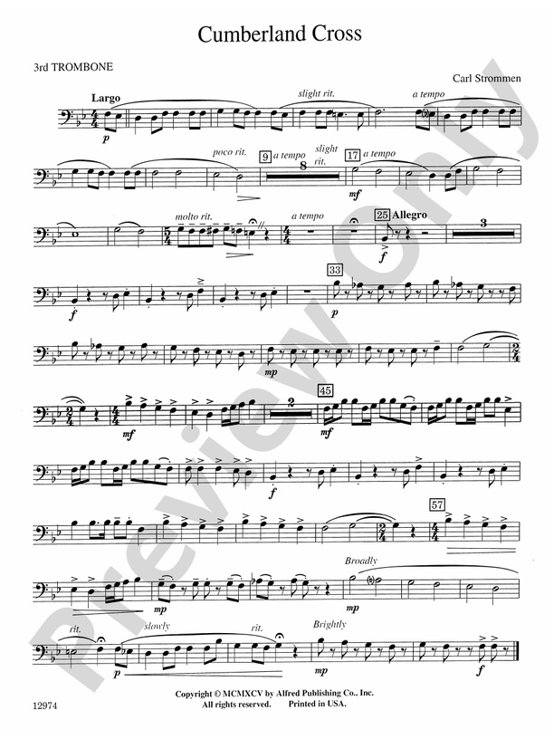 Cumberland Cross: 3rd Trombone: 3rd Trombone Part - Digital Sheet Music ...
