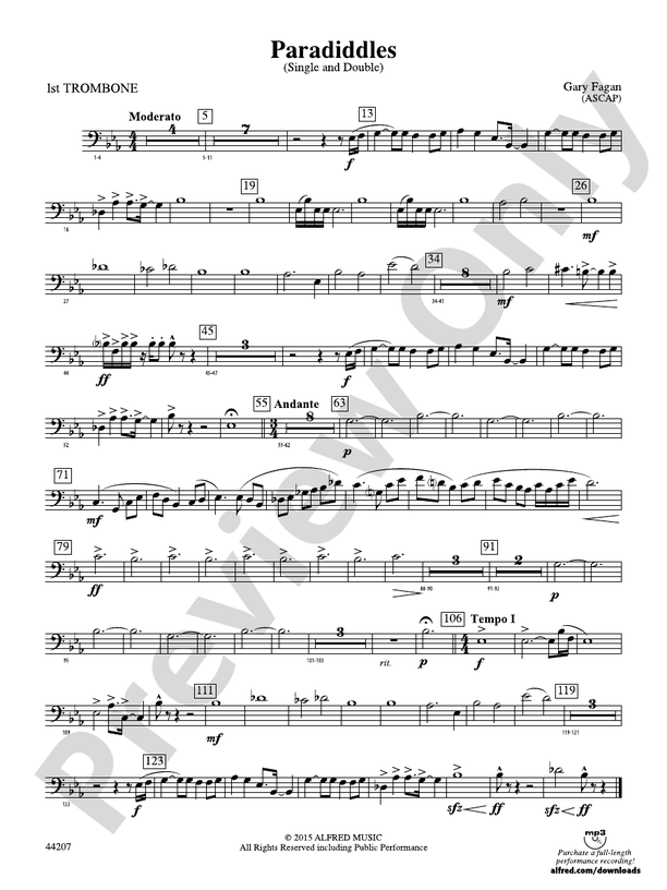 Paradiddles: 1st Trombone: 1st Trombone Part - Digital Sheet Music Download