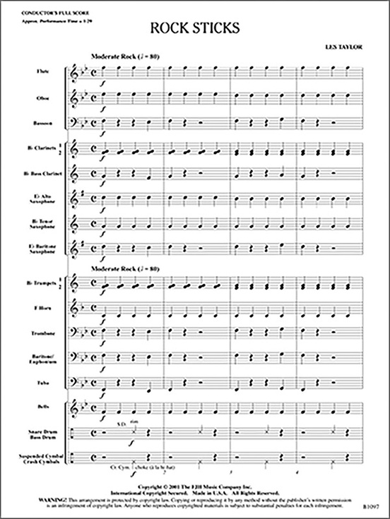Rock Sticks: Concert Band Conductor Score & Parts: Les Taylor | Sheet Music