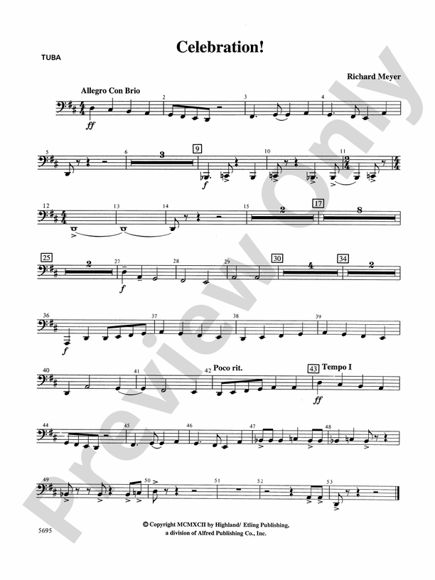 Celebration!: Tuba: Tuba Part - Digital Sheet Music Download