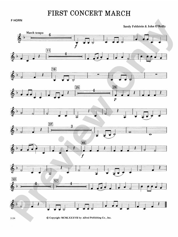 First Concert March: 1st F Horn: 1st F Horn Part - Digital Sheet Music ...