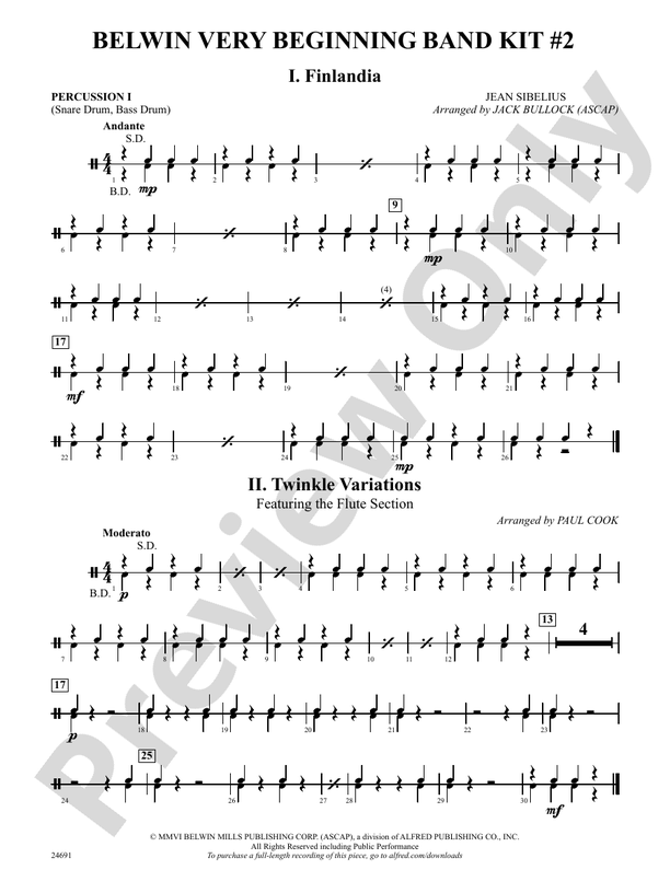 Belwin Very Beginning Band Kit #2: 1st Percussion: 1st Percussion Part ...