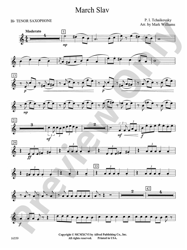 March Slav: B-flat Tenor Saxophone: B-flat Tenor Saxophone Part ...