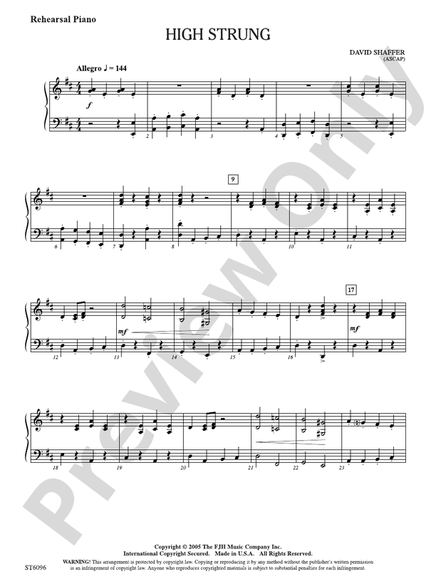 High Strung: Rehearsal Piano: Rehearsal Piano Part: David Shaffer ...