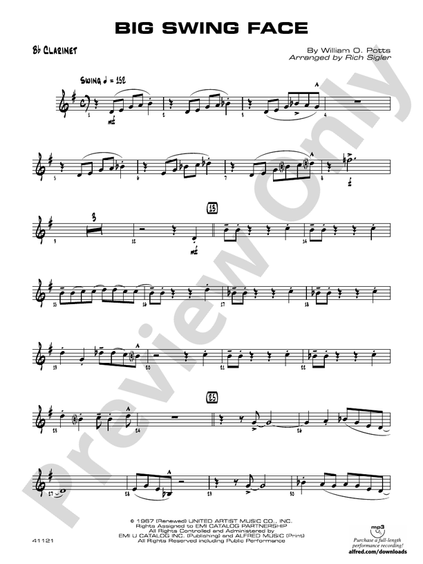 Big Swing Face: 1st B-flat Clarinet: 1st B-flat Clarinet Part - Digital Sheet Music Download