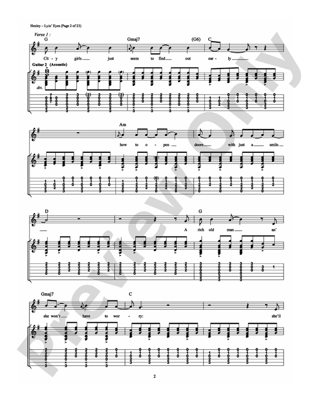 Lyin' Eyes: Guitar TAB: Eagles - Digital Sheet Music Download