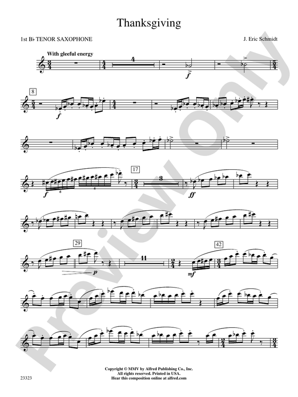 Thanksgiving: B-flat Tenor Saxophone: B-flat Tenor Saxophone Part ...