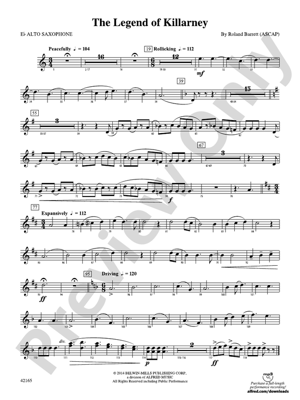 The Legend of Killarney: E-flat Alto Saxophone: E-flat Alto Saxophone ...