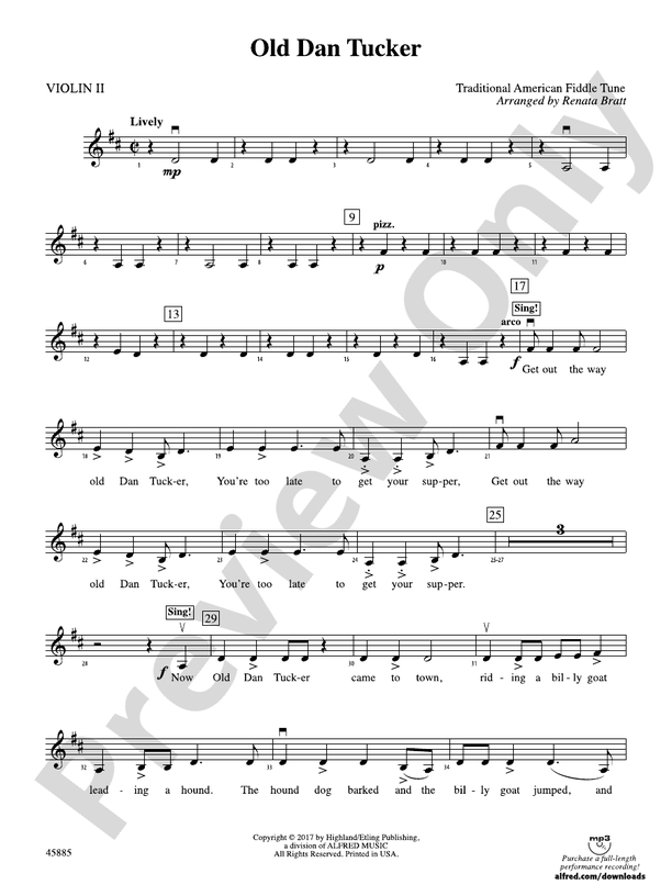 Old Dan Tucker: 2nd Violin: 2nd Violin Part - Digital Sheet Music Download