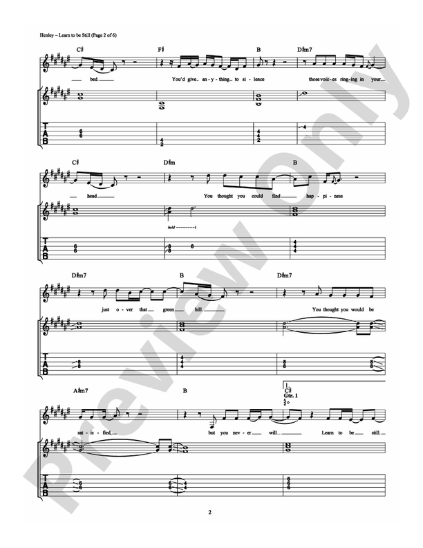 Learn To Be Still: Guitar TAB: Eagles - Digital Sheet Music Download