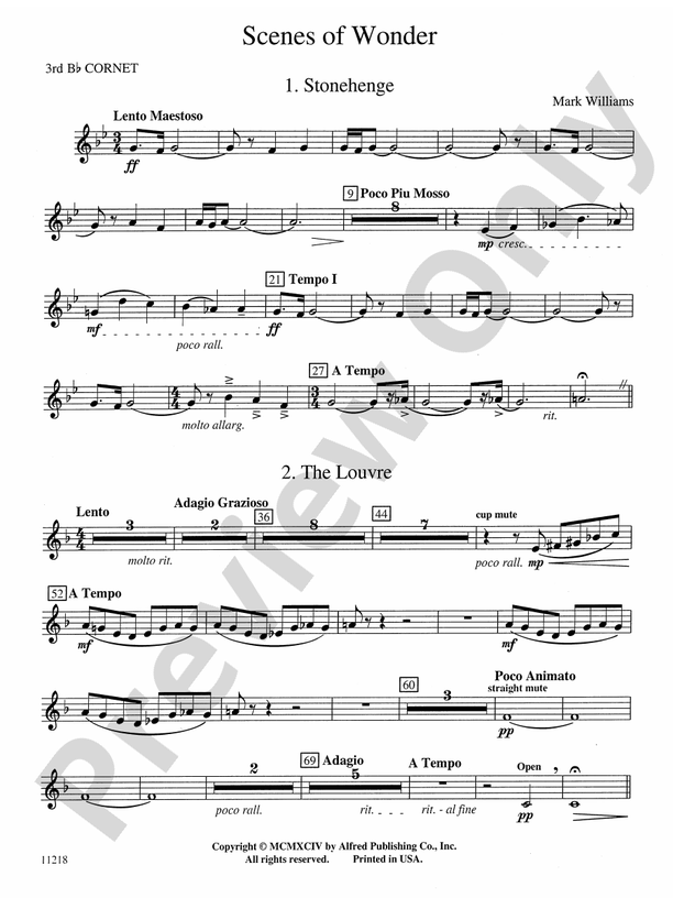 Scenes of Wonder: 3rd B-flat Cornet: 3rd B-flat Cornet Part - Digital Sheet Music Download