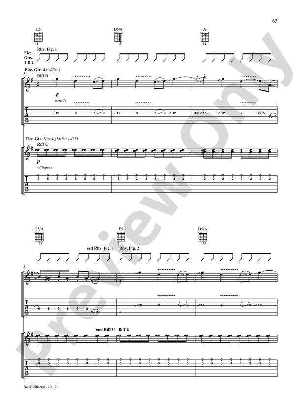 Bad Girlfriend: Guitar: Theory of a Deadman - Digital Sheet Music Download