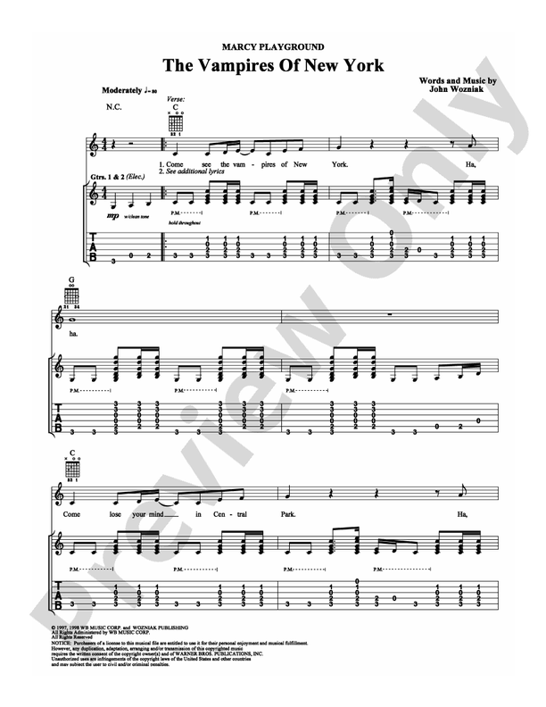 The Vampires of New York: Guitar TAB: Marcy Playground - Digital Sheet ...